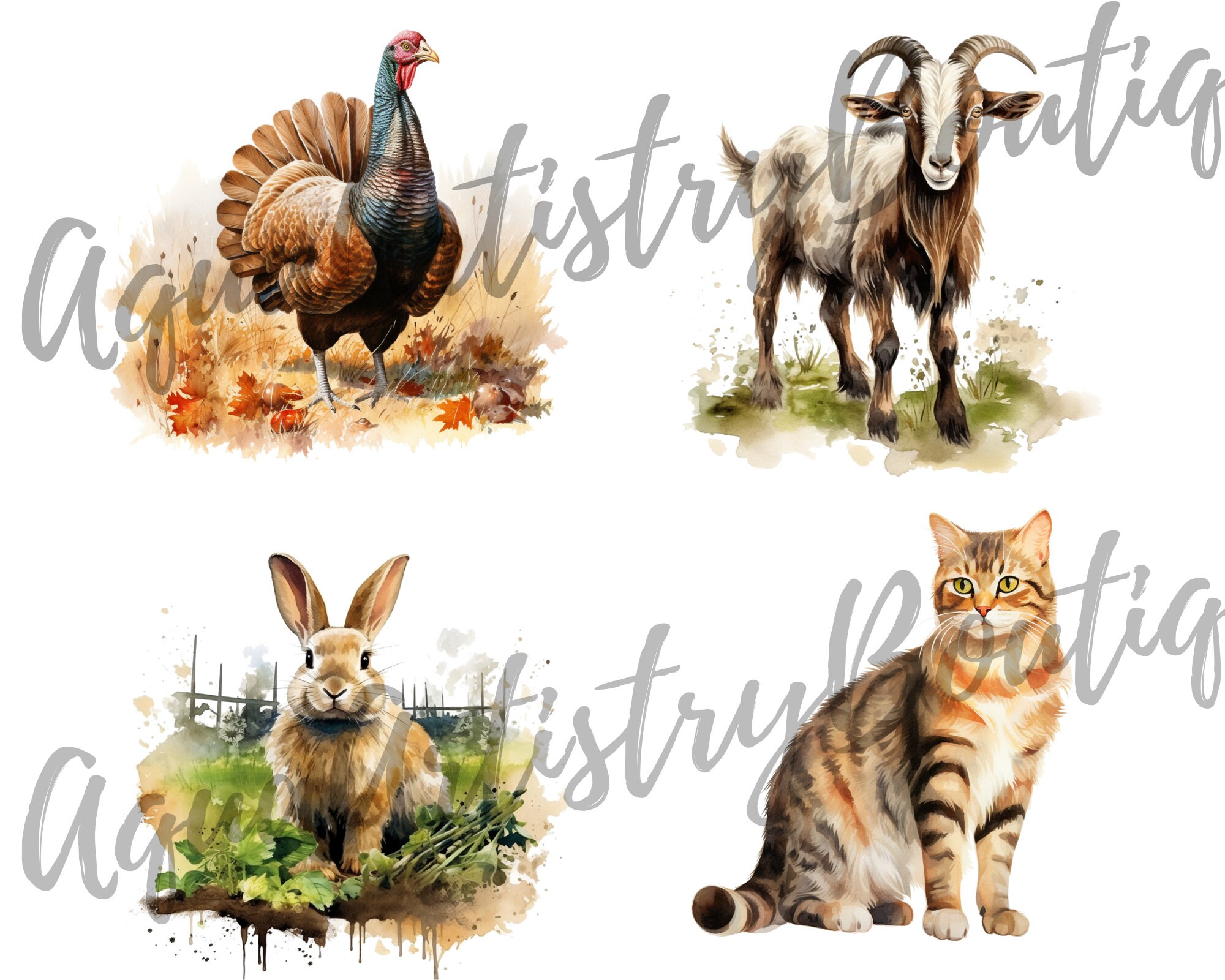 Watercolor Farm Animals Digital Download Wall Art - Etsy
