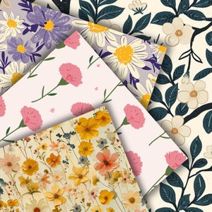 Flower Digital Paper | Digital Download | Floral Digital Paper | Flower ...