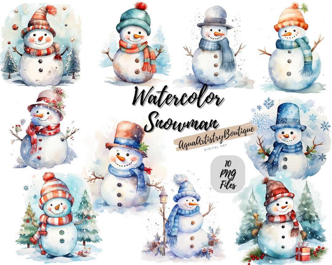 Watercolor Snowman | Digital Download | Wall Art | Watercolor Clipart ...