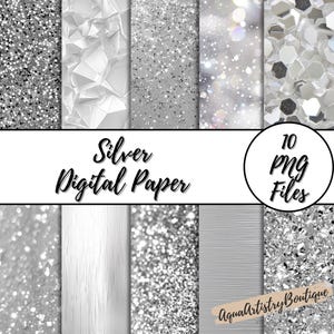 Silver Digital Paper | Digital Download | Silver Print Digital Paper ...
