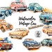 Watercolor Vintage Cars Digital Download Wall Art Watercolor Clipart ...