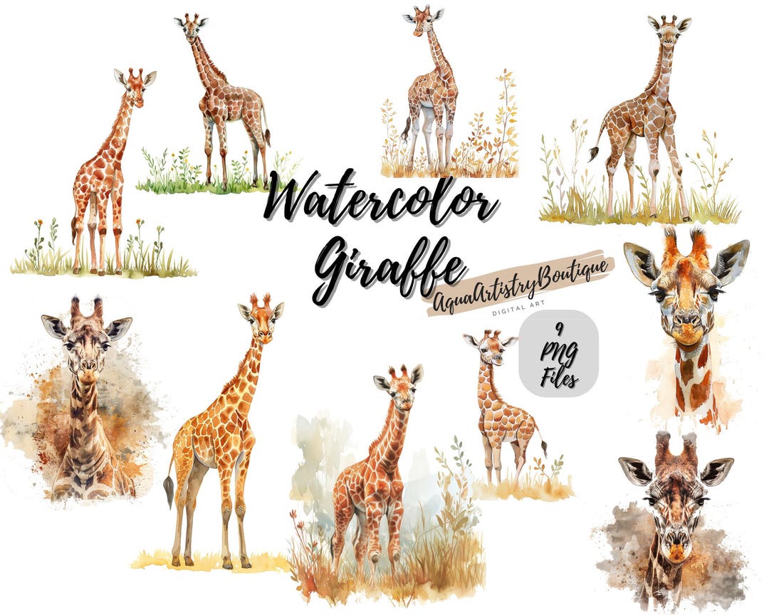 Watercolor Giraffe | Digital Download | Wall Art | Watercolor Clipart ...