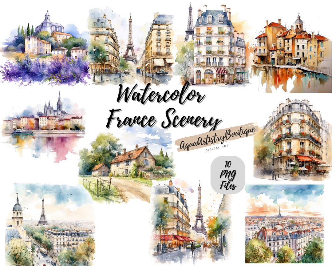 Watercolor France Scenery | Digital Download | Wall Art | Watercolor ...