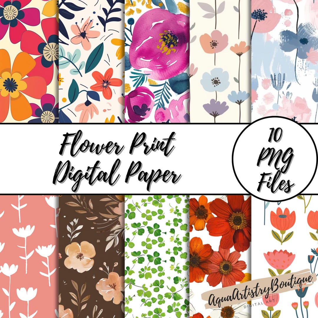 Flower Digital Paper | Digital Download | Floral Digital Paper | Flower ...