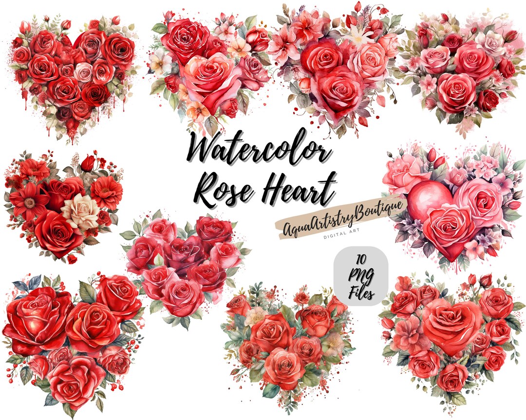 Watercolor Floral Heart | Digital Download | Wall Art |watercolor ...
