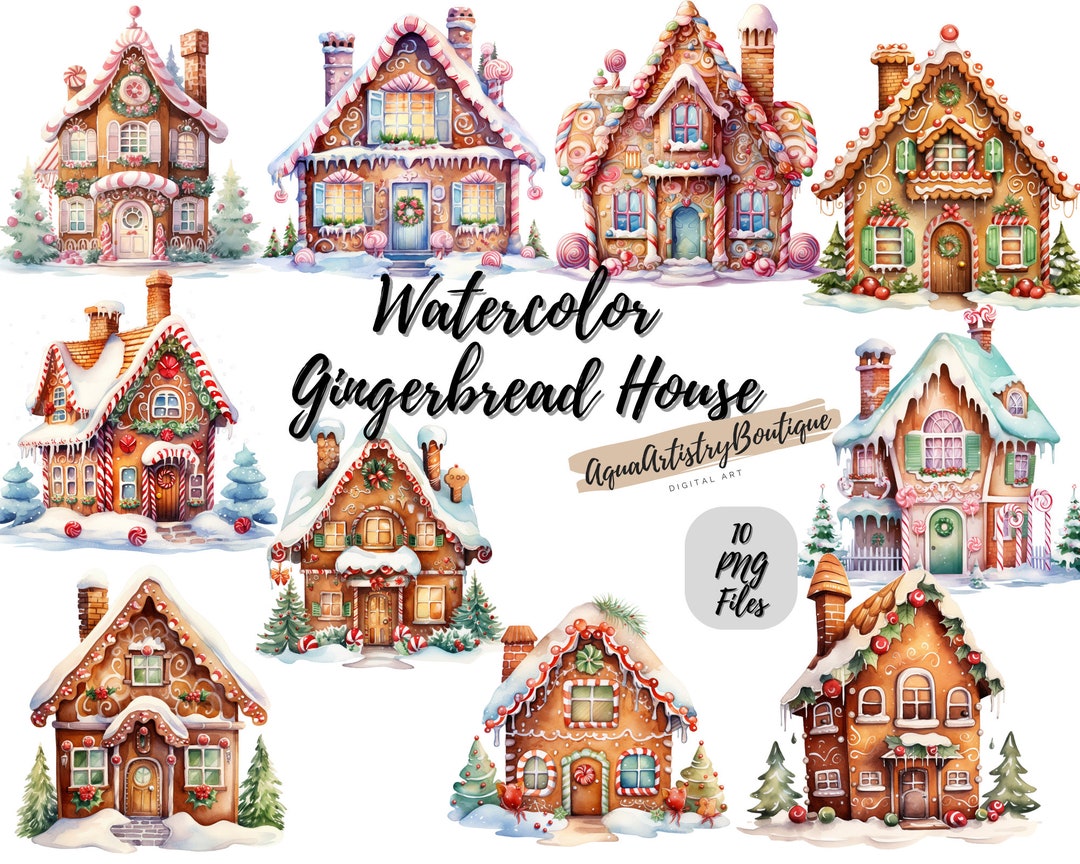 Watercolor Christmas Gingerbread House | Digital Download | Wall Art ...