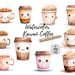 Watercolor Kawaii Coffee | Digital Download | Wall Art | Watercolor ...
