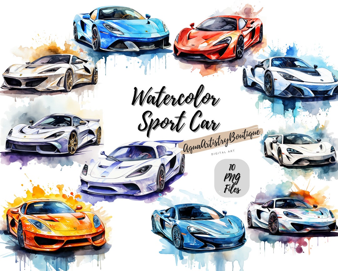 Watercolor Sport Cars | Digital Download | Wall Art | Watercolor ...