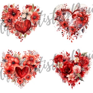 Watercolor Floral Heart | Digital Download | Wall Art |watercolor ...