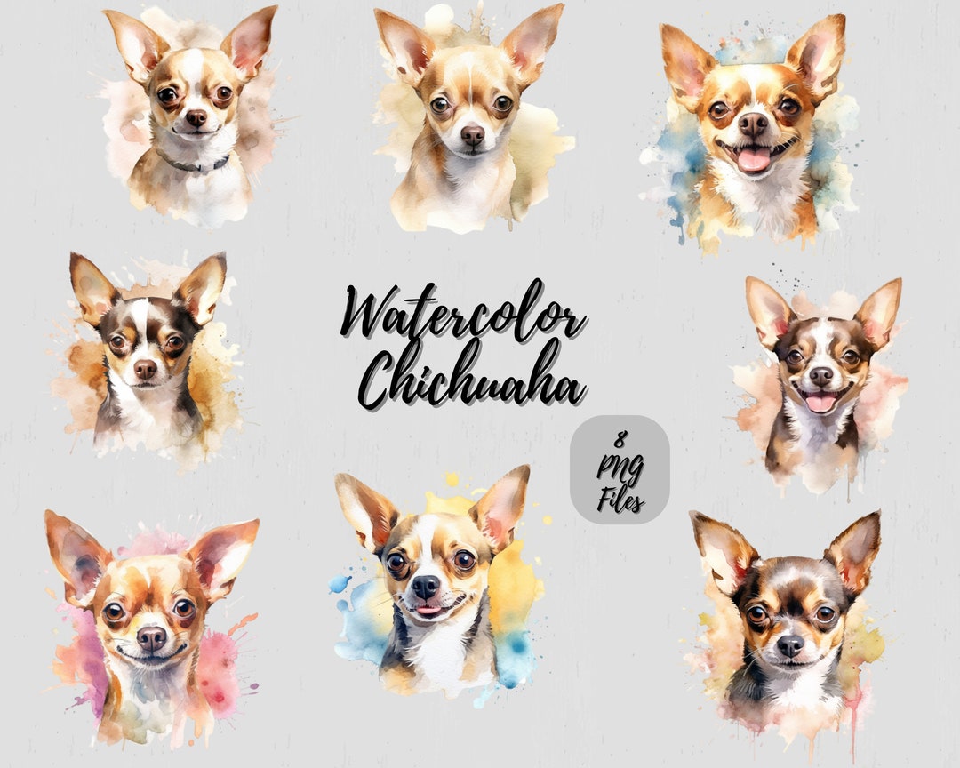 Watercolor Chihuahua | Digital Download | Wall Art | Watercolor Clipart ...