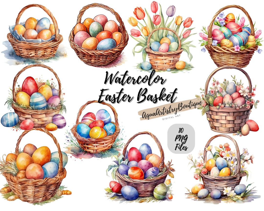 Watercolor Easter Basket | Digital Download | Wall Art | Watercolor ...