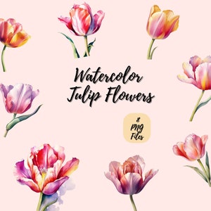 Watercolor Tulip | Digital Download | Wall Art | Watercolor Clipart ...
