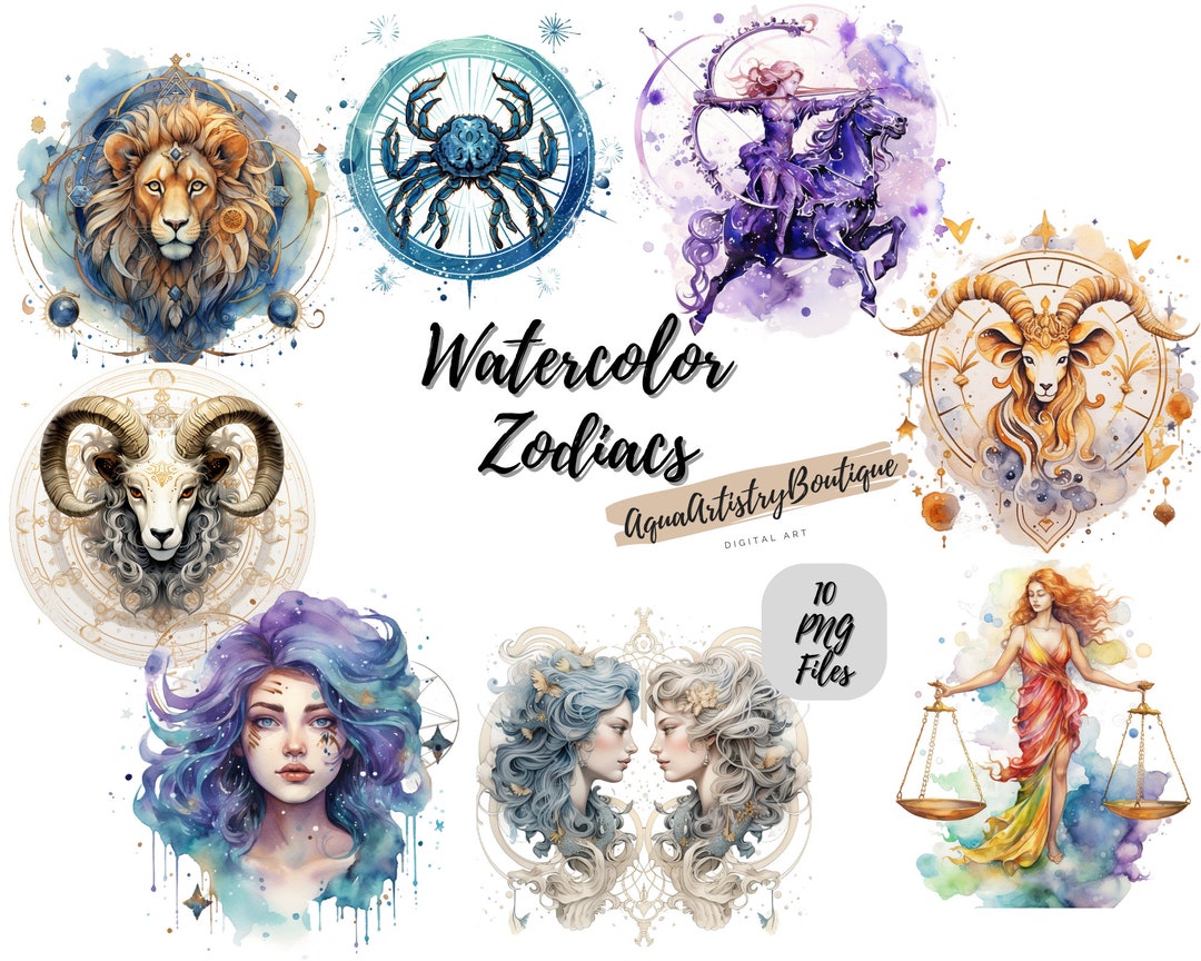 Watercolor Zodiac Signs | Digital Download | Wall Art | Watercolor ...