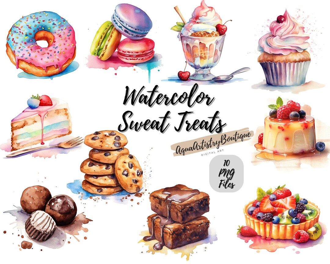 Watercolor Sweet Dessert | Digital Download | Wall Art | Watercolor ...