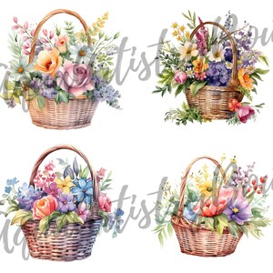 Watercolor Flower Basket | Digital Download | Wall Art | Watercolor ...