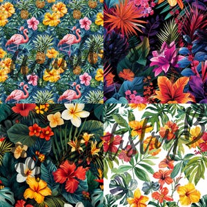 Tropical Flower Digital Paper | Digital Download | Floral Digital Paper ...