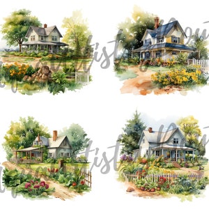 Watercolor Farm House | Digital Download | Wall Art | Watercolor ...