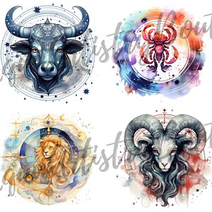 Watercolor Zodiac Signs | Digital Download | Wall Art | Watercolor ...