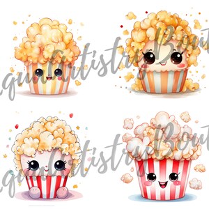 Watercolor Kawaii Popcorn | Digital Download | Wall Art | Watercolor ...
