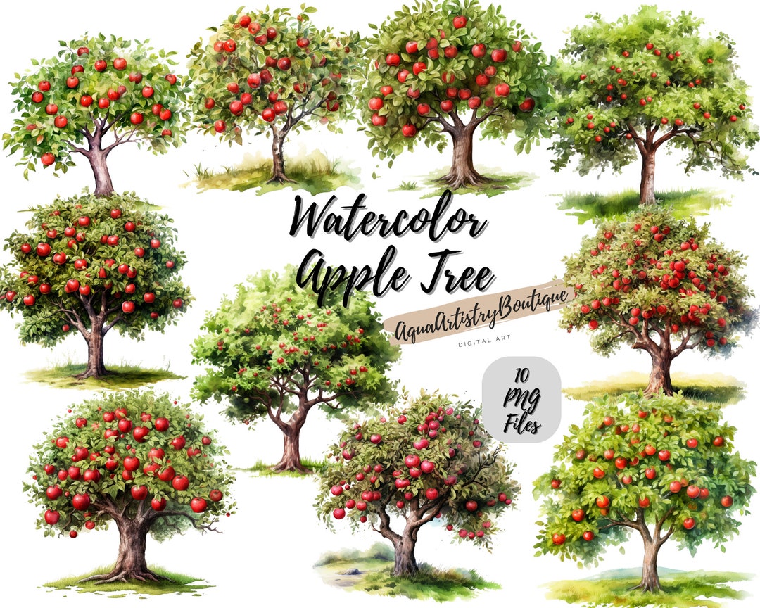Watercolor Apple Tree | Digital Download | Wall Art | Watercolor ...