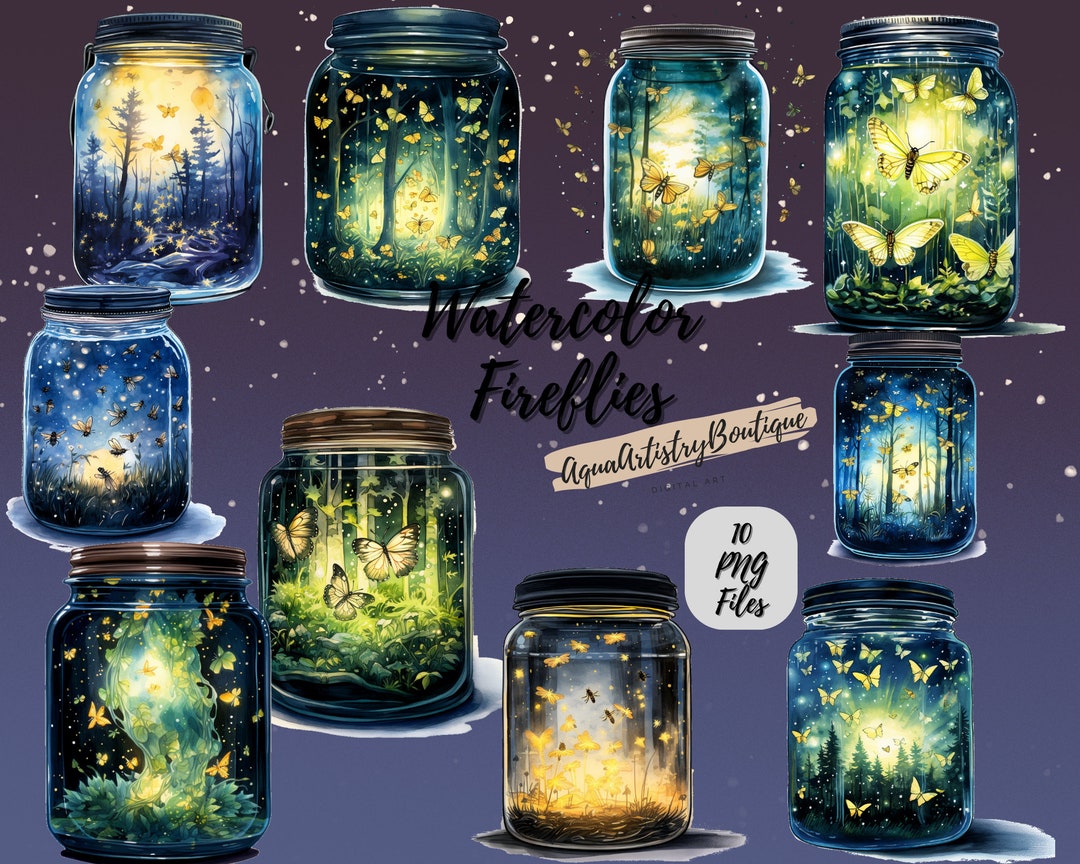 Watercolor Fireflies | Digital Download | Wall Art | Watercolor Clipart ...