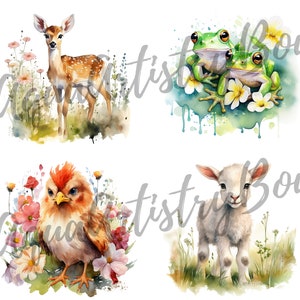 Watercolor Spring Animals | Digital Download | Wall Art | Watercolor ...