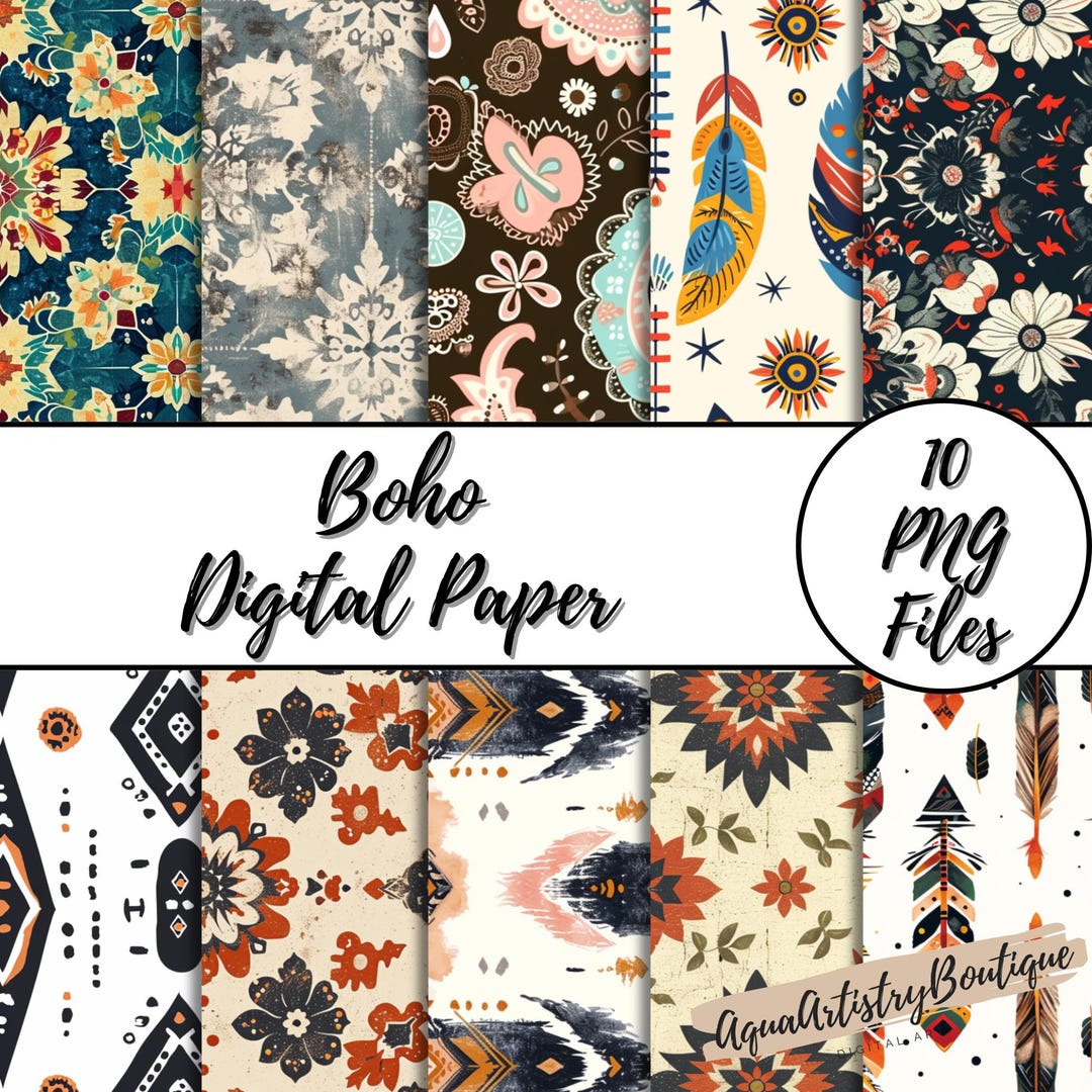Boho Digital Paper | Digital Download | Digital Paper | Boho Clipart ...