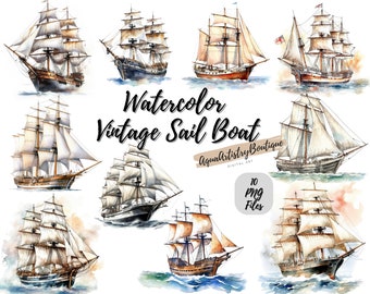 Watercolor Sail Boat Digital Download Wall Art Watercolor Clipart Sail ...