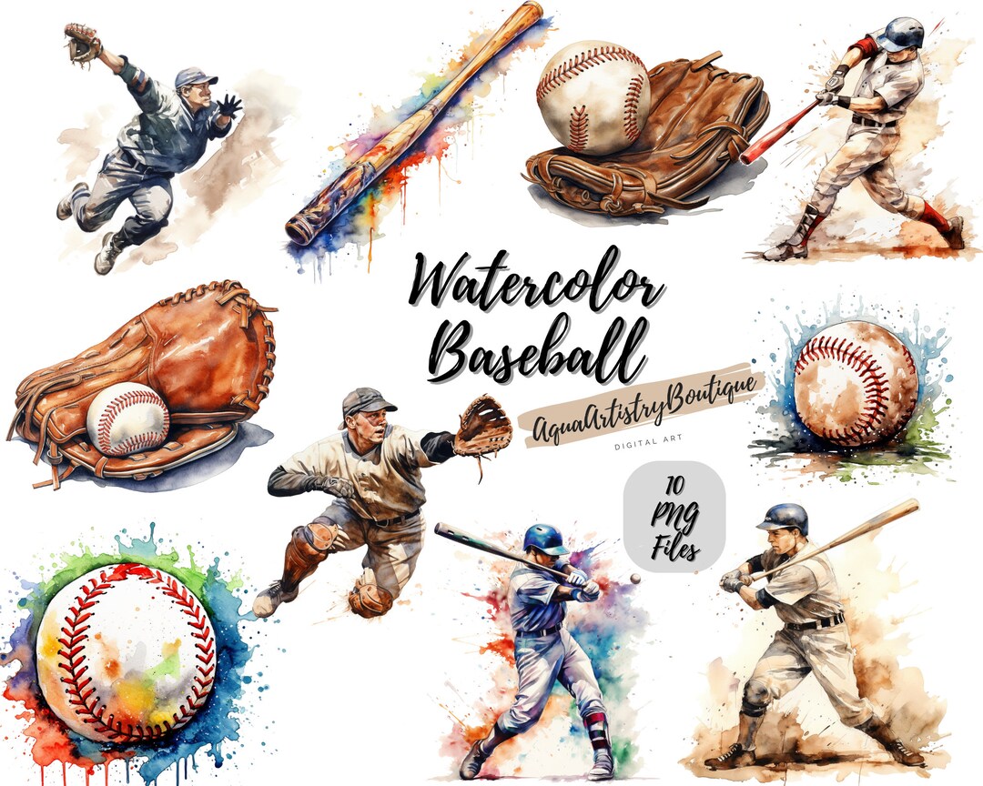 Watercolor Baseball | Digital Download | Wall Art | Watercolor Clipart ...