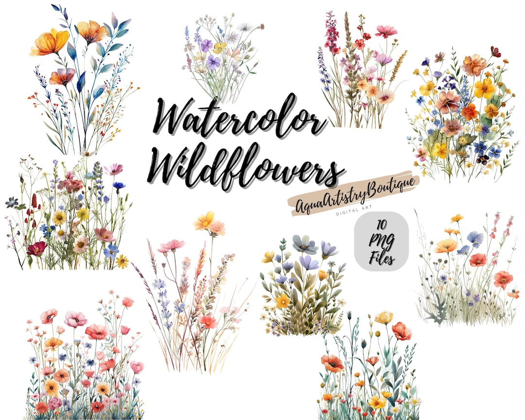 Watercolor Wildflowers | Digital Download | Wall Art | Watercolor ...