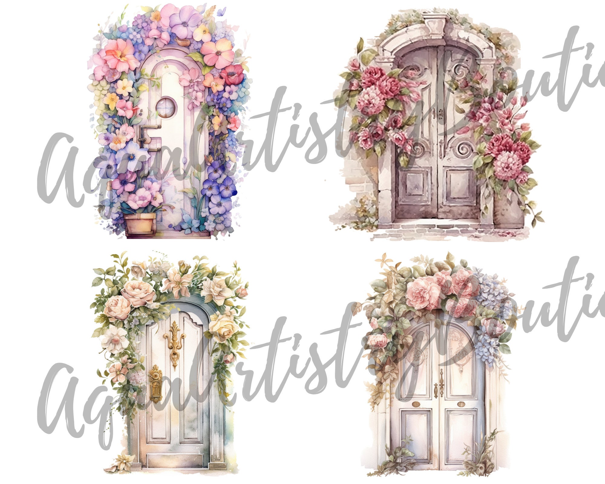 Watercolor Floral Door Digital Download Wall Art - Etsy