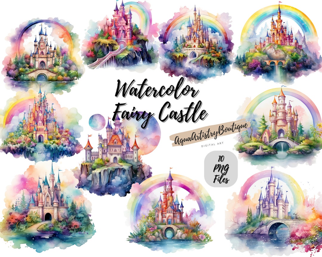 Watercolor Fairy Castle | Digital Download | Wall Art | Watercolor ...