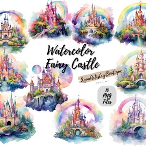 Watercolor Fairy Castle | Digital Download | Wall Art | Watercolor ...