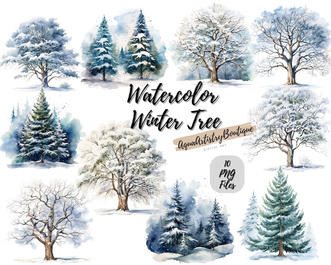 Watercolor Winter Tree | Digital Download | Wall Art | Watercolor ...