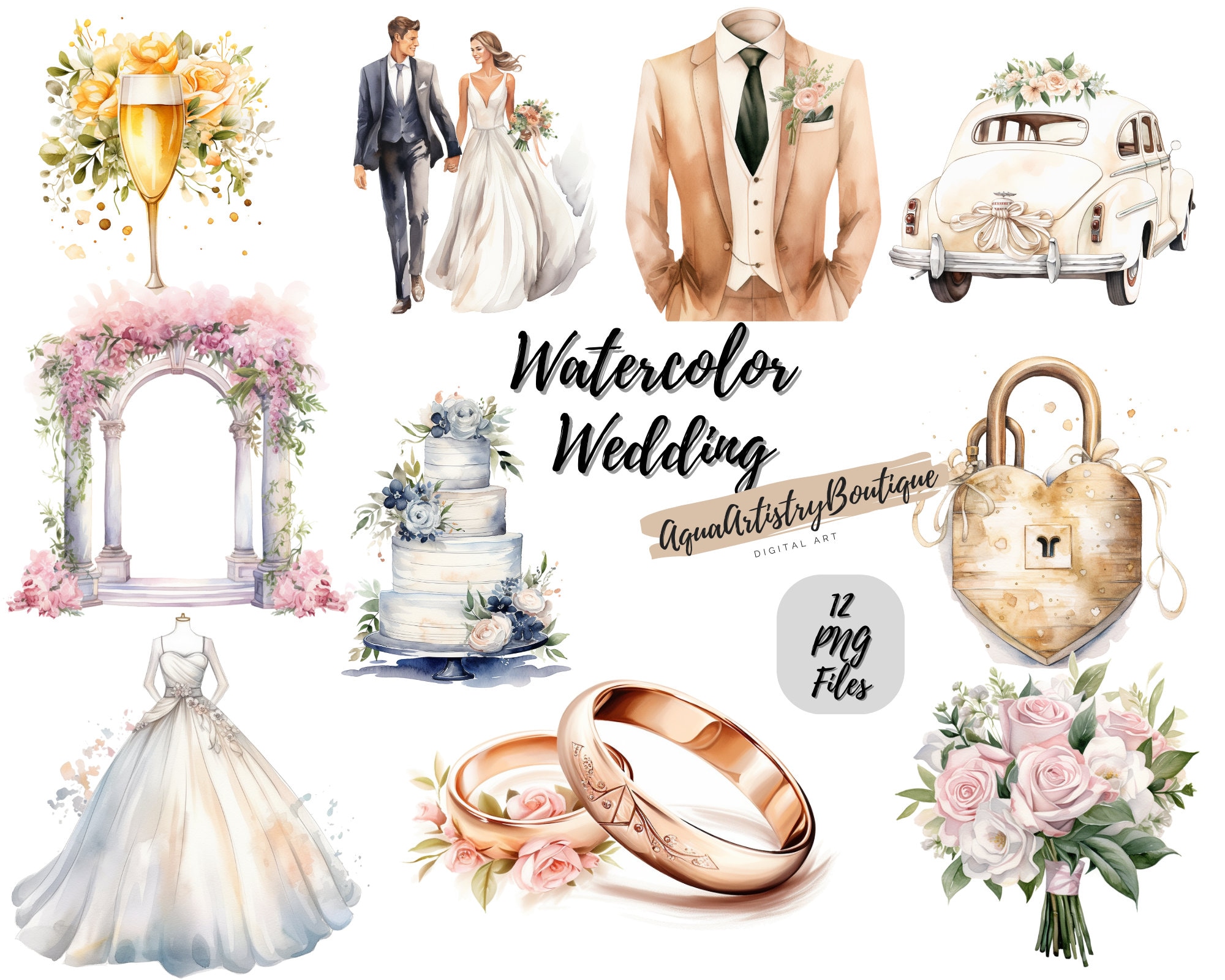 Watercolor Wedding Digital Download Wall Art Watercolor - Etsy