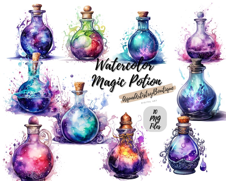 Watercolor Magic Potion Digital Download Wall Art Watercolor Clipart ...