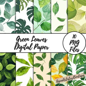 Green Leaves Flower Digital Paper | Digital Download | Floral Digital ...
