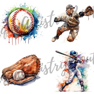 Watercolor Baseball | Digital Download | Wall Art | Watercolor Clipart ...