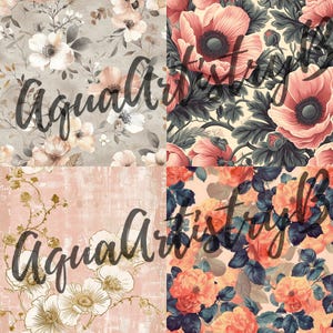 Vintage Flowers Digital Paper | Floral Background | Floral Digital ...