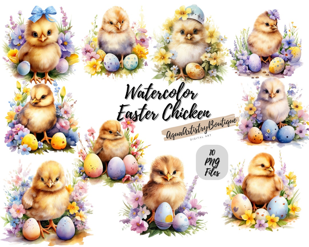 Watercolor Easter Chicken | Digital Download | Wall Art | Watercolor ...
