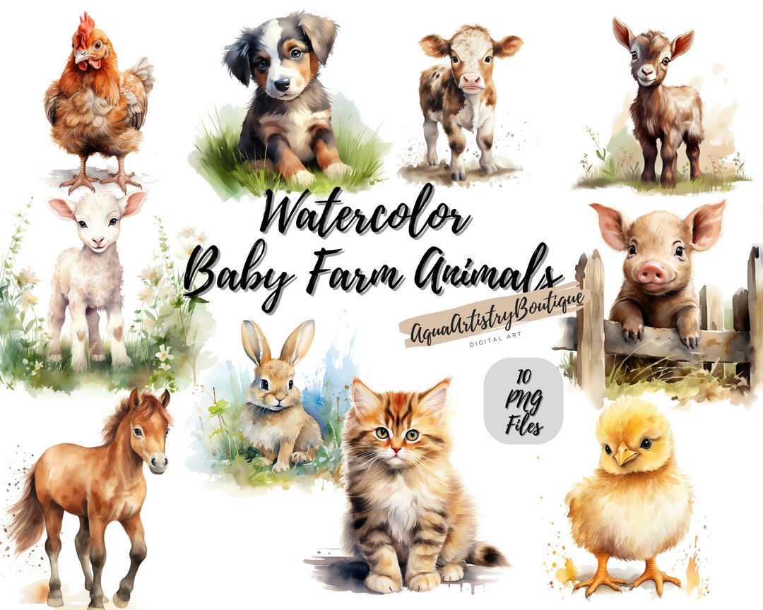 Watercolor Baby Farm Animals | Digital Download | Wall Art | Watercolor ...