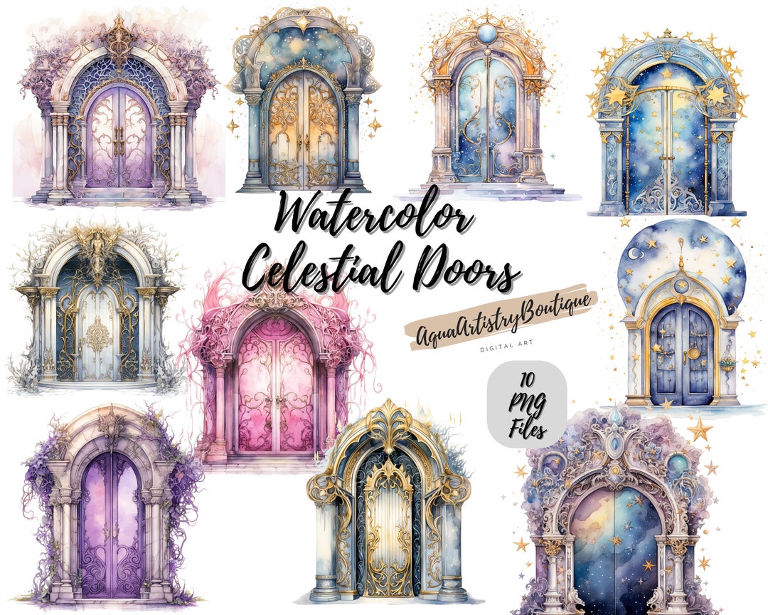 Watercolor Celestial Doors | Digital Download | Wall Art | Watercolor ...