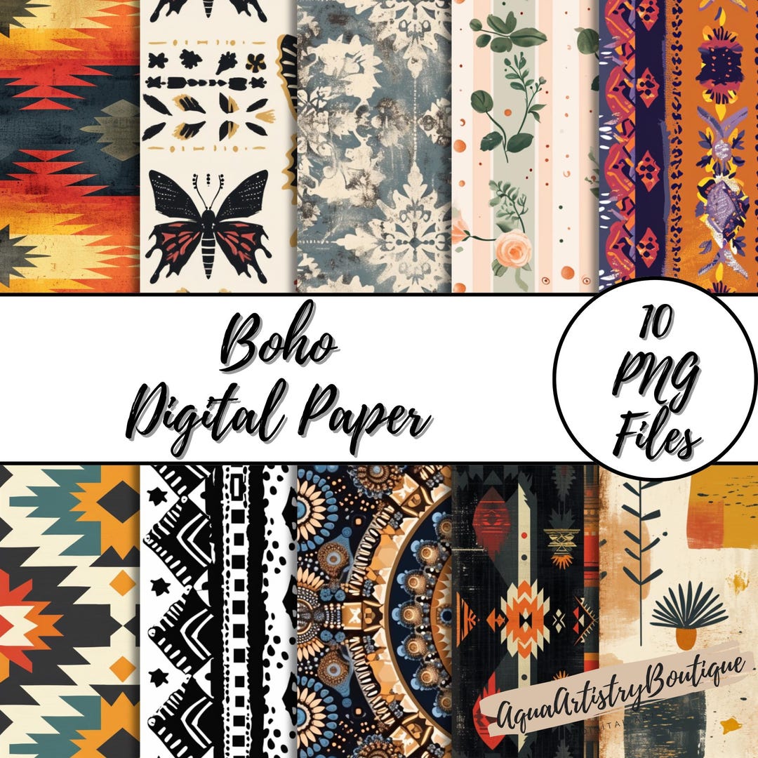 Boho Digital Paper Digital Download Digital Paper Boho Clipart Boho ...