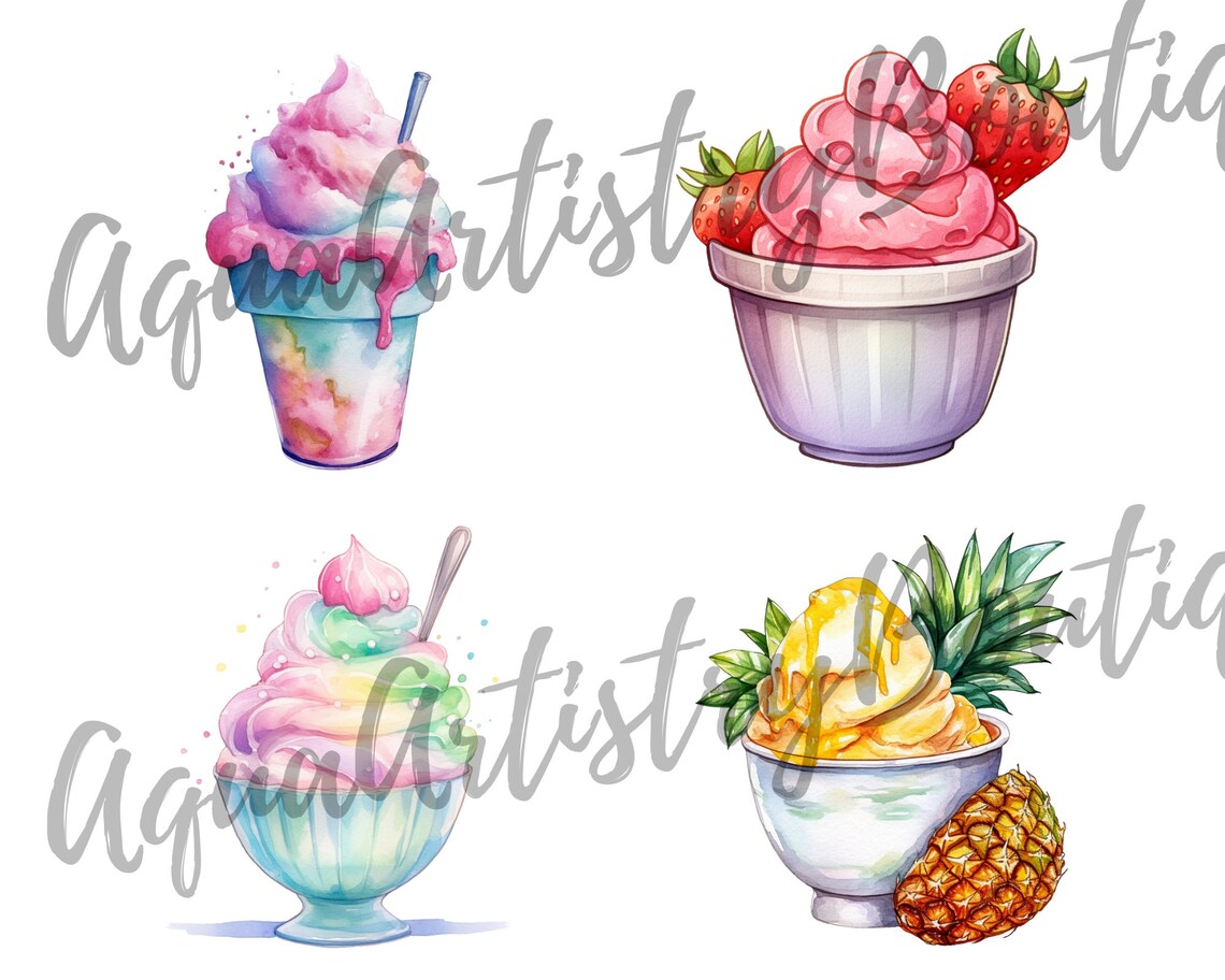 Watercolor Ice Cream Digital Download Wall Art - Etsy