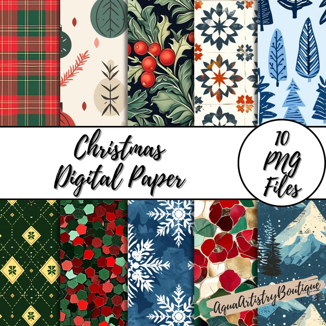 Christmas Digital Paper Digital Download Winter Digital Paper Christmas ...