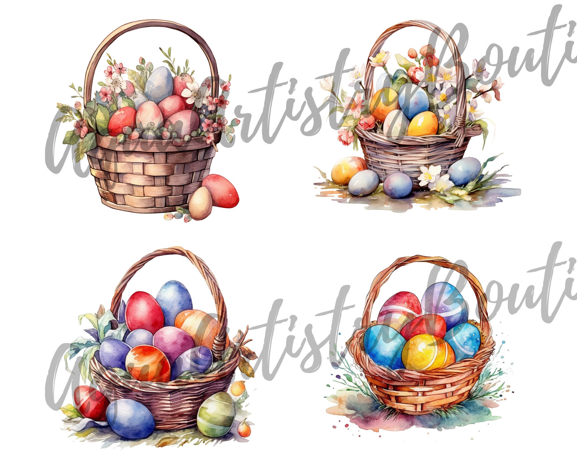 Watercolor Easter Basket Digital Download Wall Art - Etsy