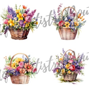 Watercolor Flower Basket | Digital Download | Wall Art | Watercolor ...