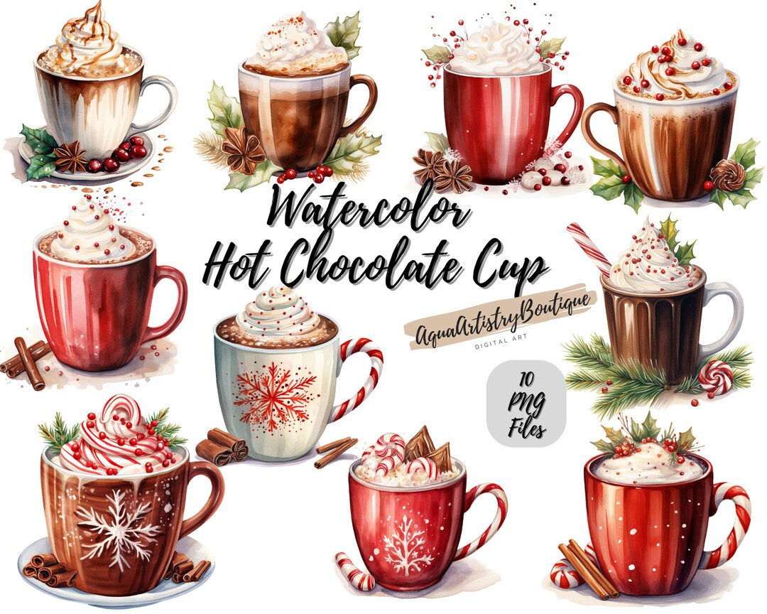 Watercolor Christmas Hot Chocolate | Digital Download | Wall Art ...