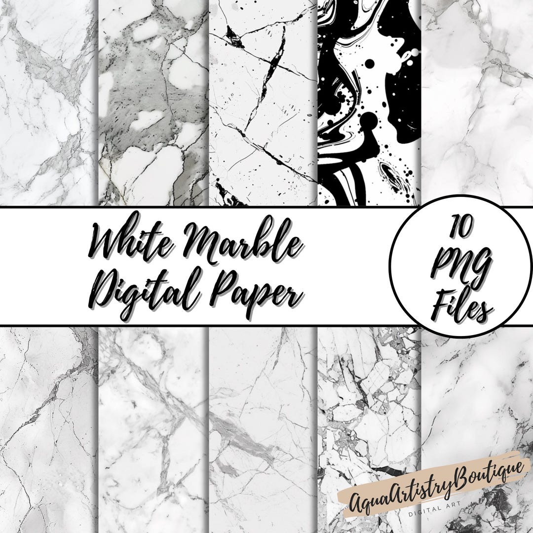 White Marble Digital Paper | Digital Download | Marble Digital Paper ...