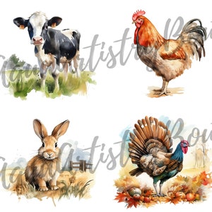 Watercolor Farm Animals | Digital Download | Wall Art | Watercolor ...